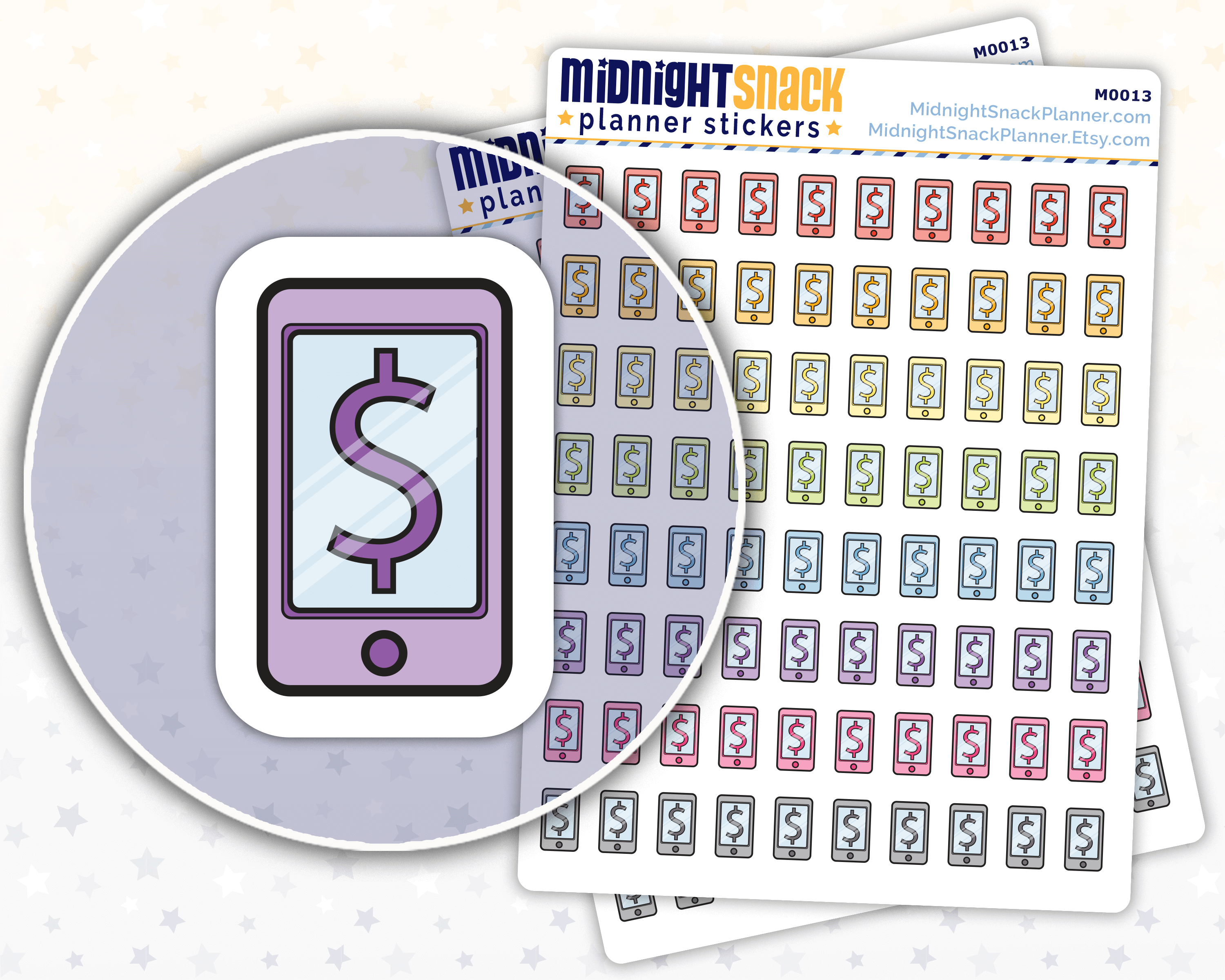Cell Phone Icon: Cell Phone Bill Planner Stickers – Midnight Snack Planner