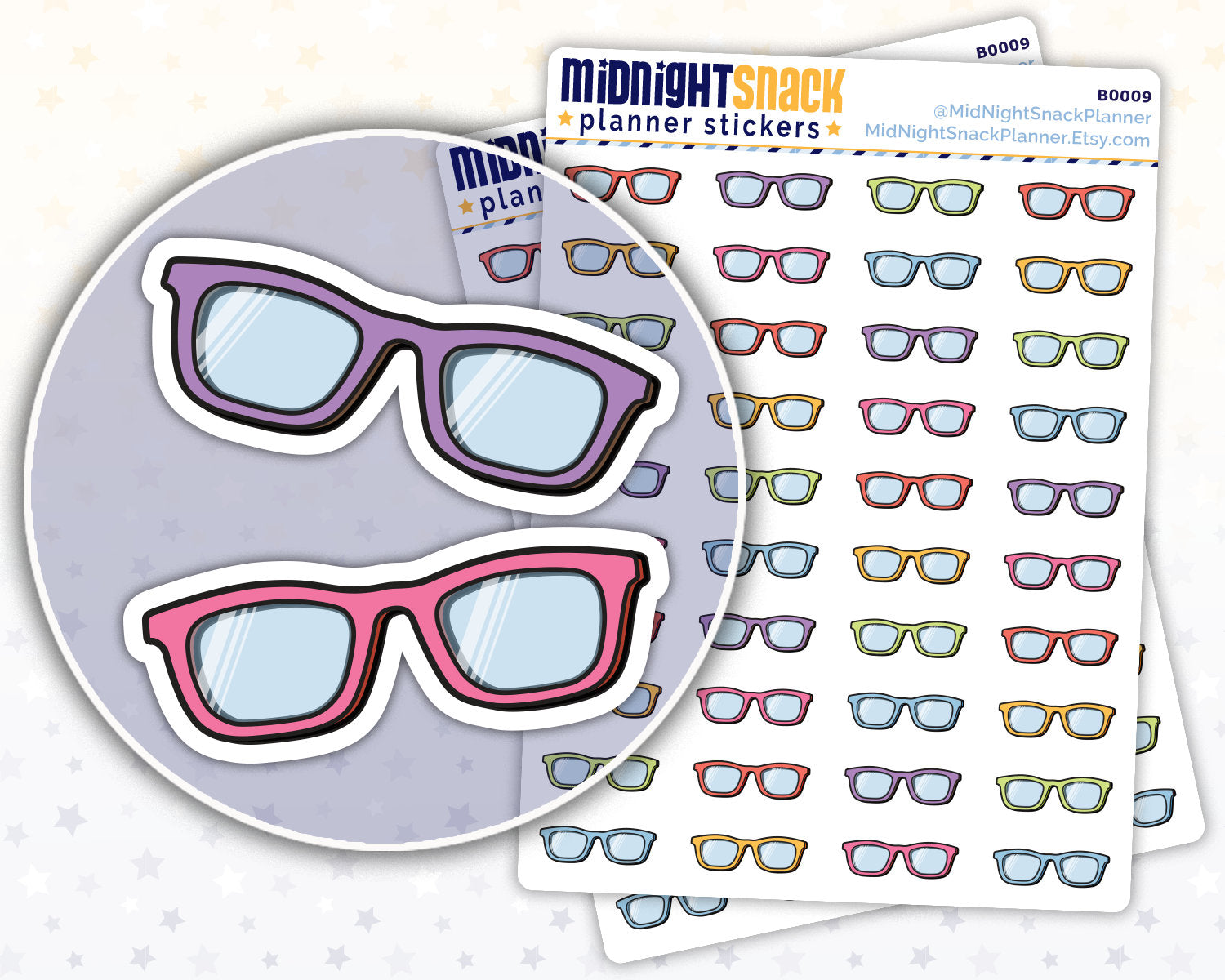 Eye Glasses Icon: Optometrist Appointment Planner Stickers – Midnight ...